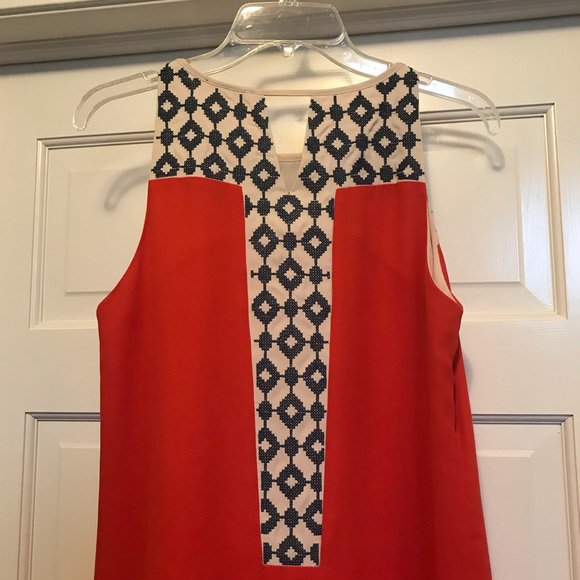 THML | Dresses | Thml Red Dress With Embroidered Neckline Small | Poshmark